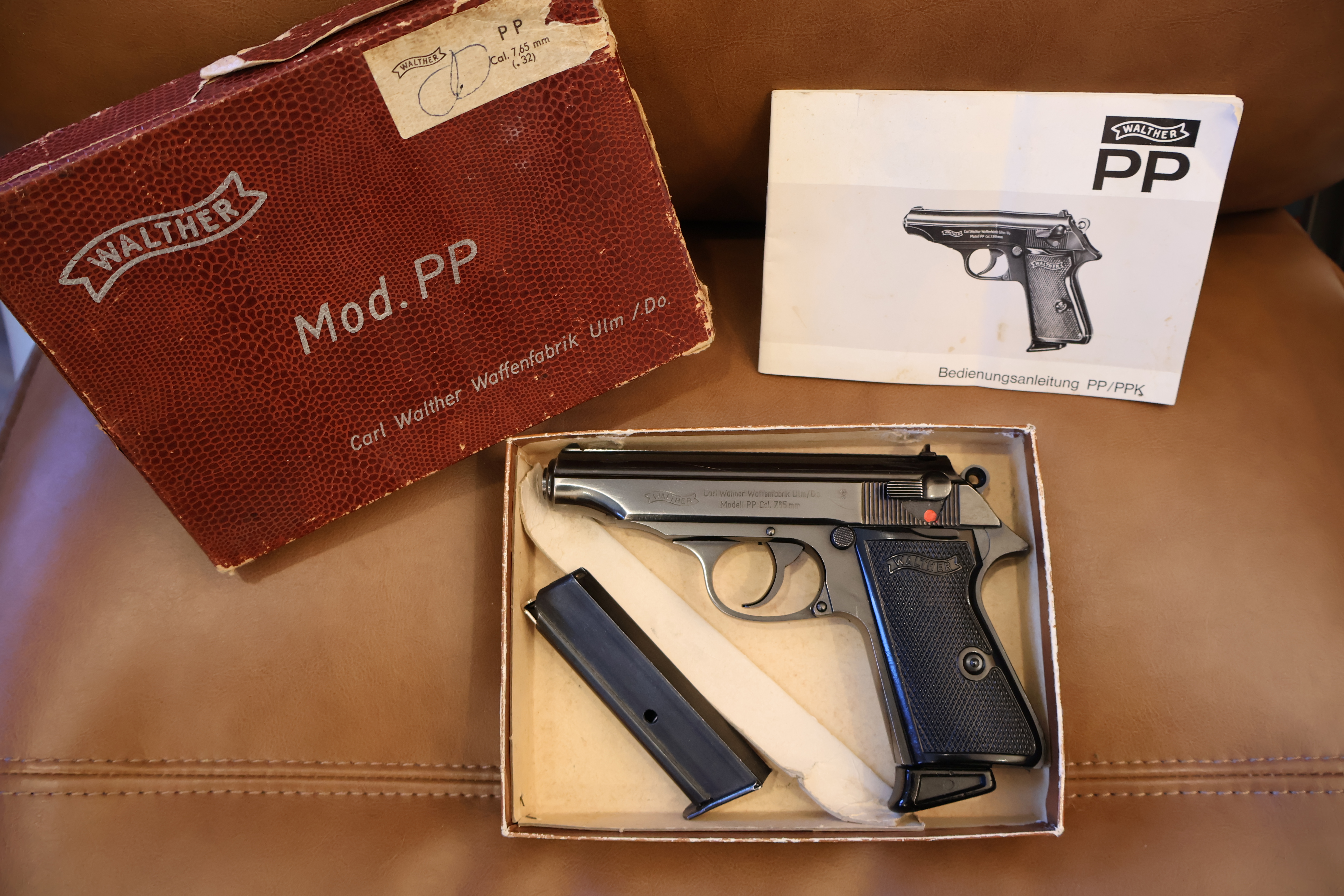WALTHER WAFFENFABRIK ULM/DO. MODEL PP BLUED FINISH FIXED SIGHTS 3.9 ...