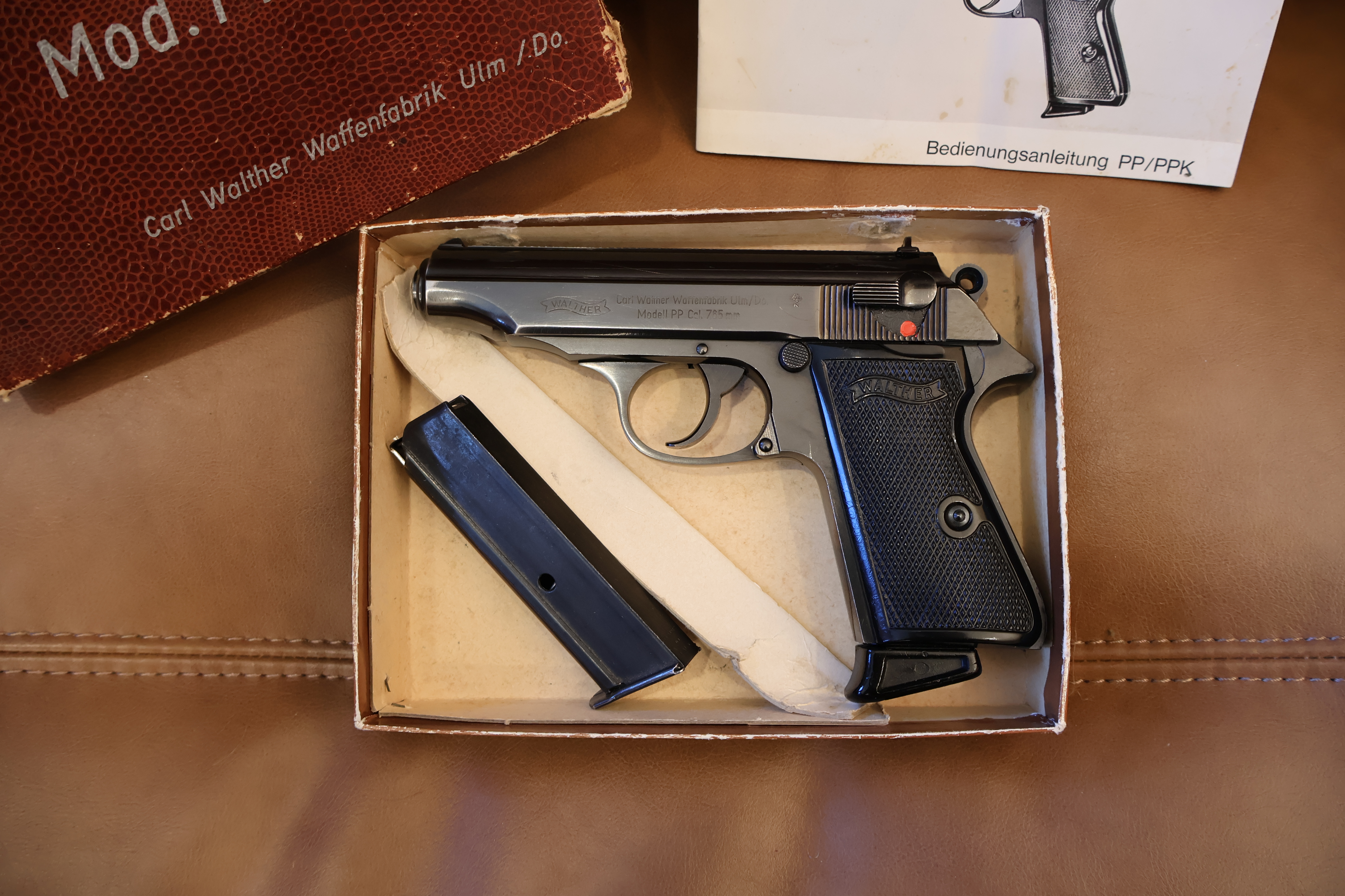 WALTHER WAFFENFABRIK ULM/DO. MODEL PP BLUED FINISH FIXED SIGHTS 3.9 ...